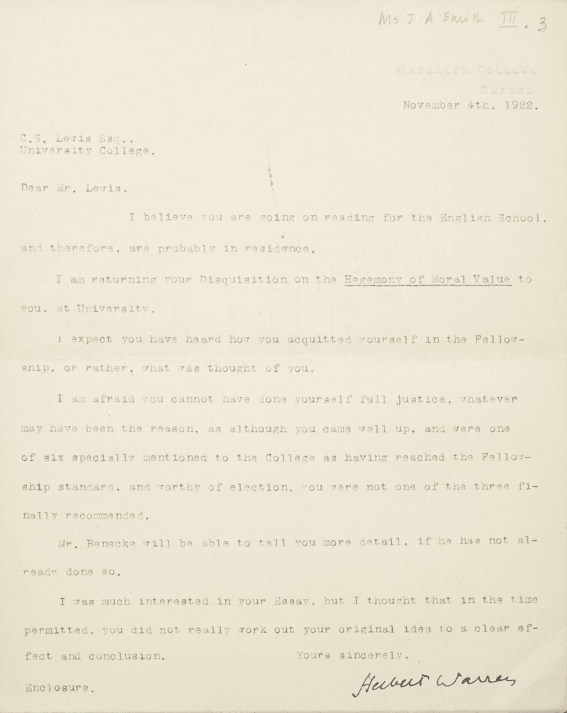 C.S. Lewis as an Undergraduate - CS Lewis words and worldsCS Lewis ...