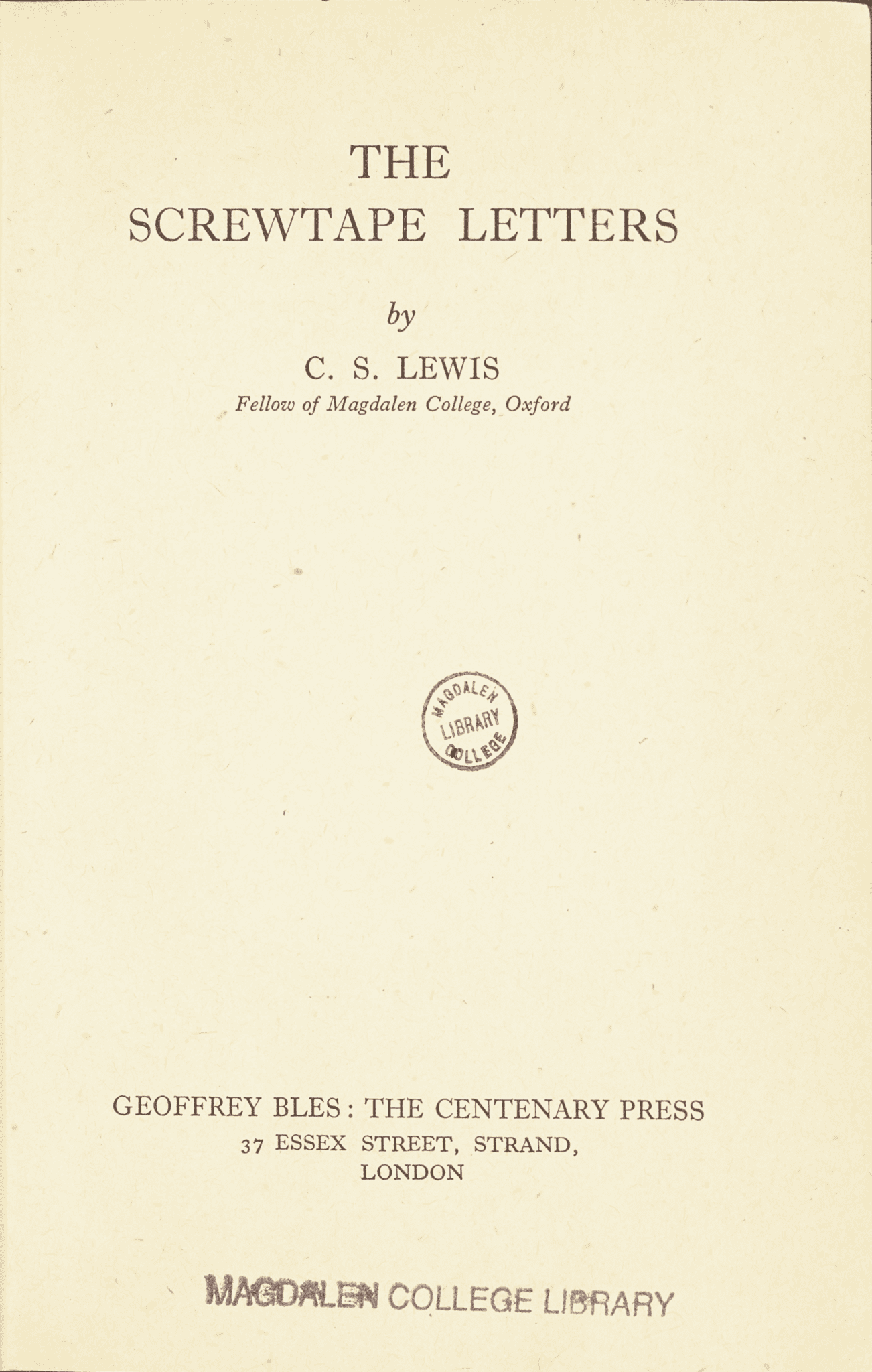 The Screwtape Letters - CS Lewis words and worldsCS Lewis words and worlds