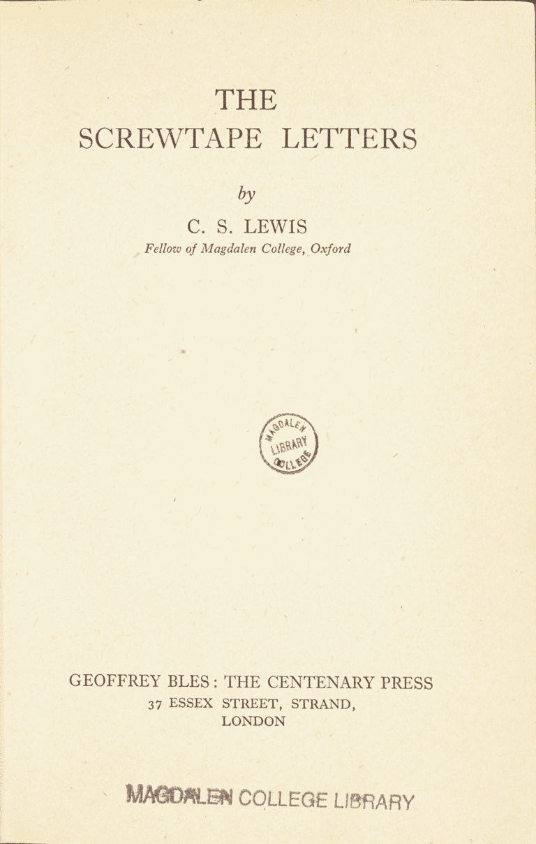 The Screwtape Letters - CS Lewis words and worlds
