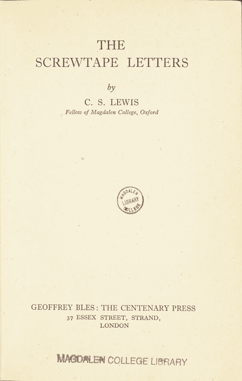 The Screwtape Letters - CS Lewis words and worldsCS Lewis words and worlds